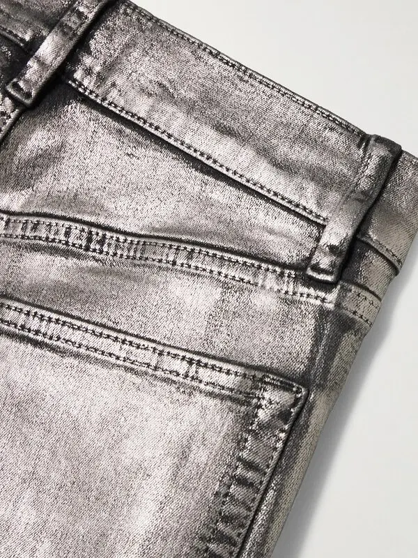 FRAME Le Sleek Metallic Coated Straight-leg Jeans - Gray
