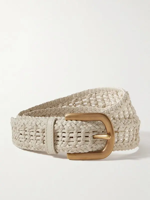 Gabriela Hearst Sam Woven Leather Belt - Ivory
