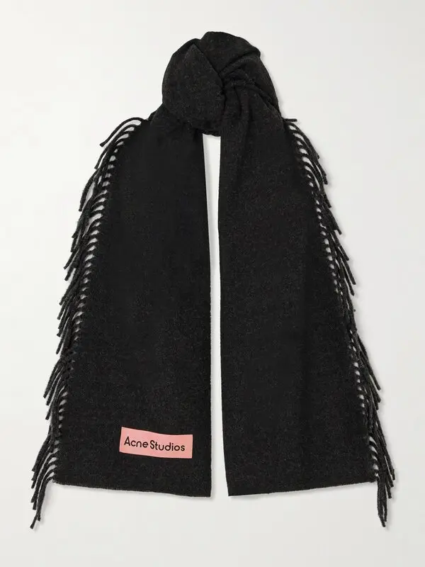 Acne Studios Fringed Wool Scarf - Black