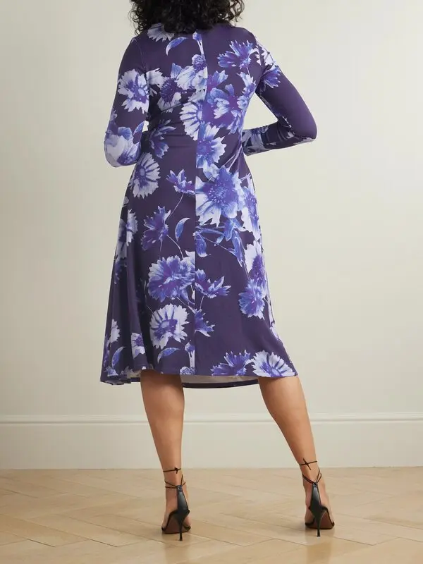 Erdem Troubridge Floral-print Gathered Stretch-jersey Midi Dress - Blue