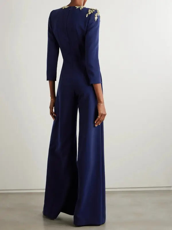 Jenny Packham Embellished Crepe Jumpsuit