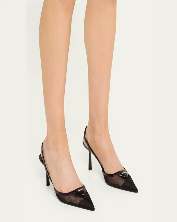Prada Rete Nylon Mesh Slingback Pumps