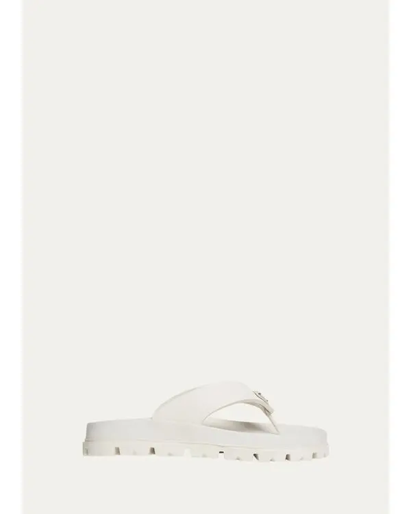 Prada Rubber Thong Slide Sandals - Bianco
