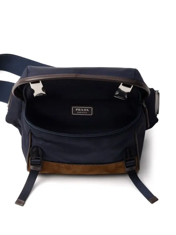 Prada Triangle-Logo Messenger Bag - Blue | Editorialist