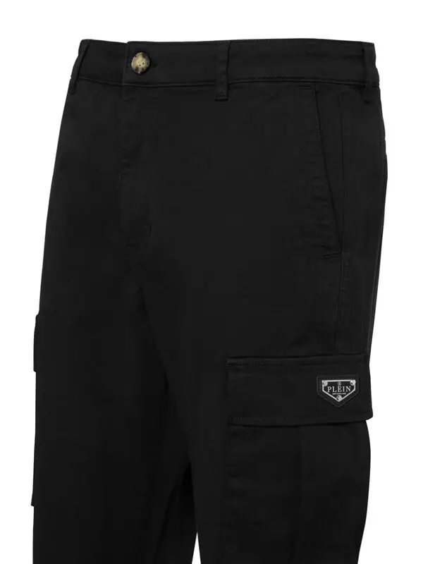 Philipp Plein Logo Patch Cargo Trousers - Black