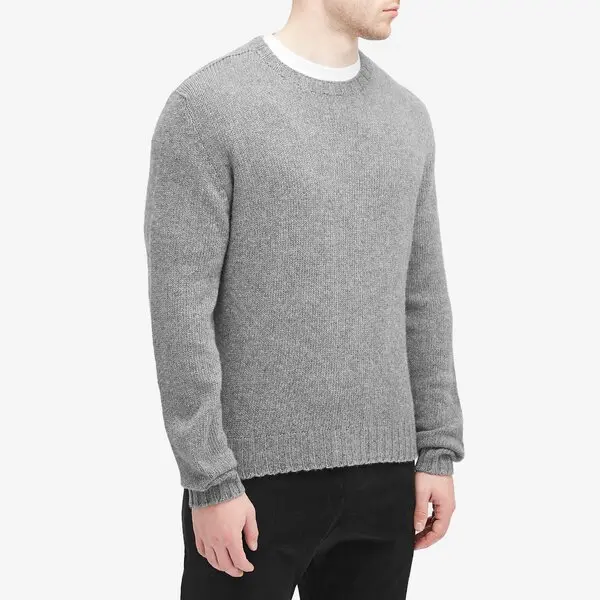 Palm Angels Curved Logo Melange Crew Knit - Grey