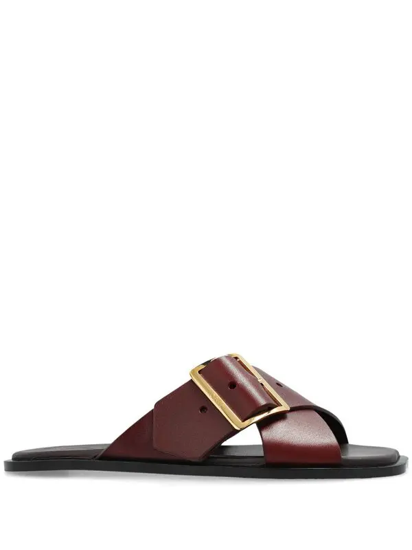 Loewe Petal Belt Slides - Brown
