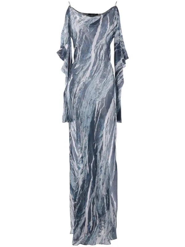 Roberto Cavalli Marble-pattern Maxi Dress
