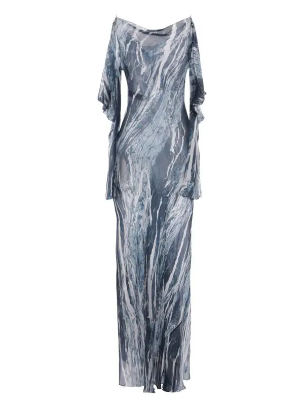 Roberto Cavalli Marble-pattern Maxi Dress