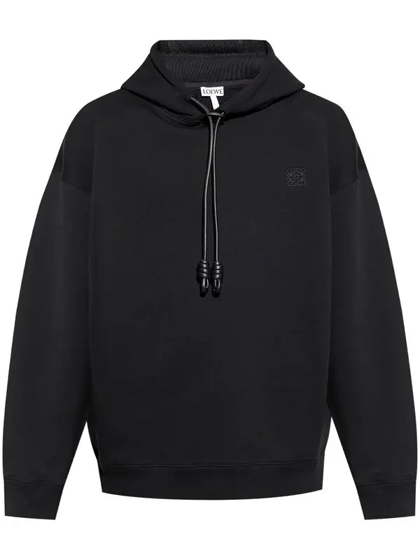 Loewe Anagram Embroidered Hoodie - Black