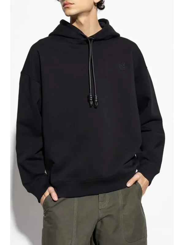 Loewe Anagram Embroidered Hoodie - Black
