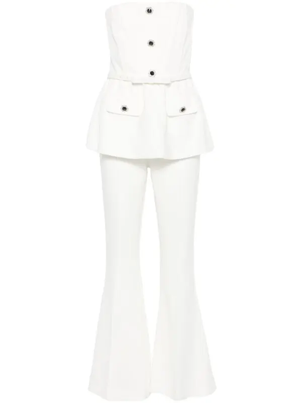 SELF-PORTRAIT Crepe Jumpsuit - White