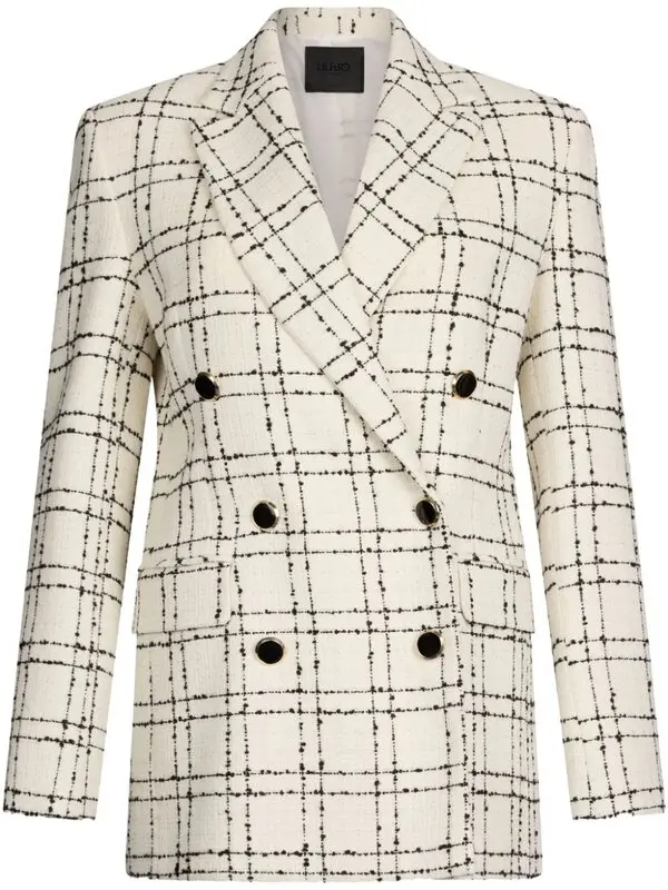 Liu Jo Checked Double-breasted Blazer - White