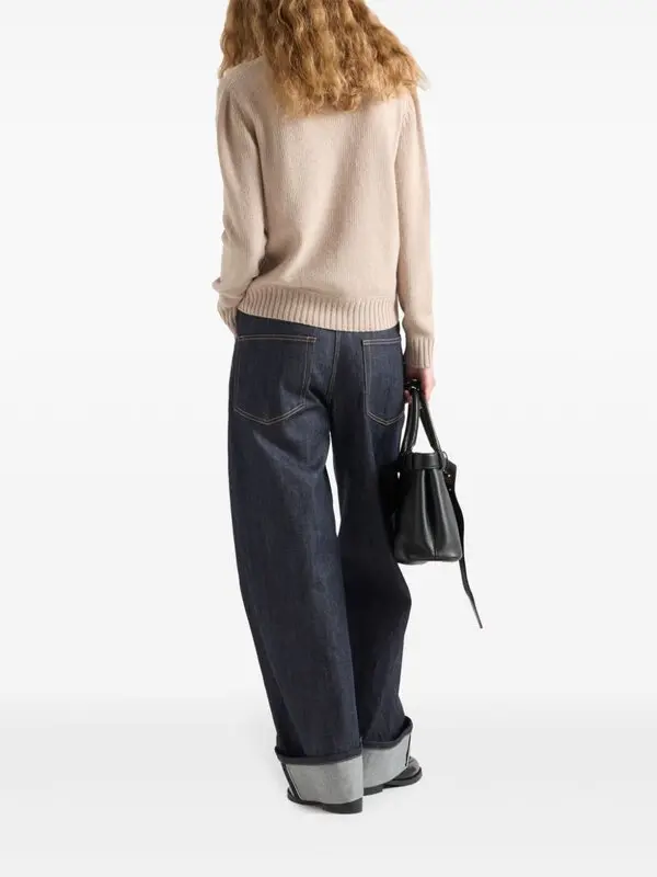 Prada Logo-intarsia Crew-neck Sweater - Neutrals