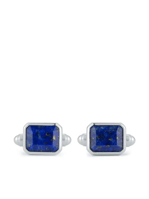 Mateo Emerald Cut Lapis Cufflinks - Silver