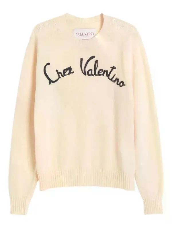 Valentino Garavani Crew Neck Embroidered Sweater - Neutrals