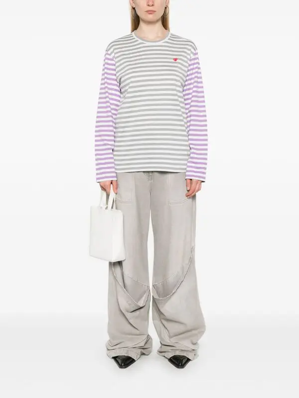 Play Comme Des Garcon Striped T-shirt - Grey