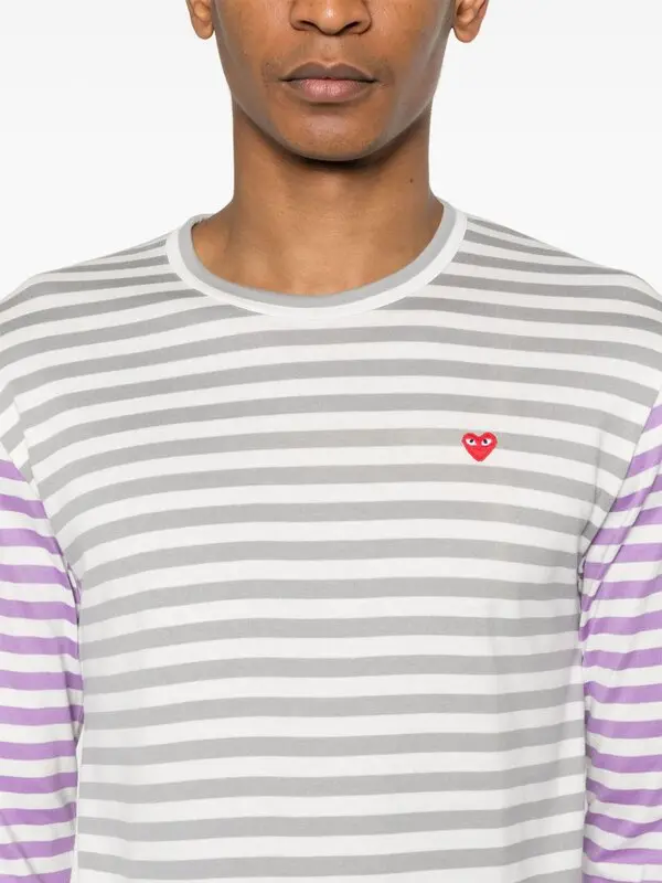 Play Comme Des Garcon Striped T-shirt - Grey