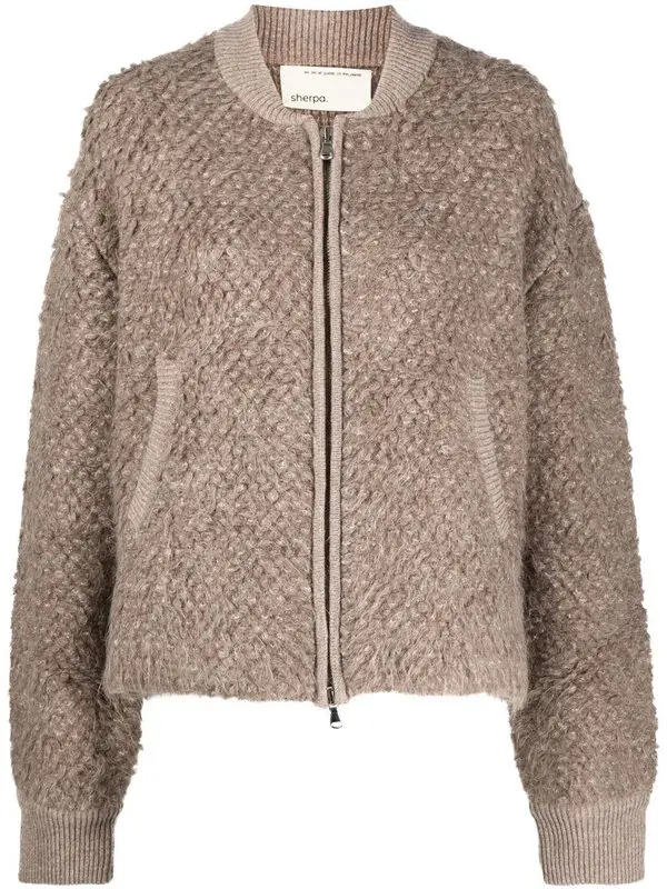 SHERPA Chunky-knit Zip-up Bomber Jacket