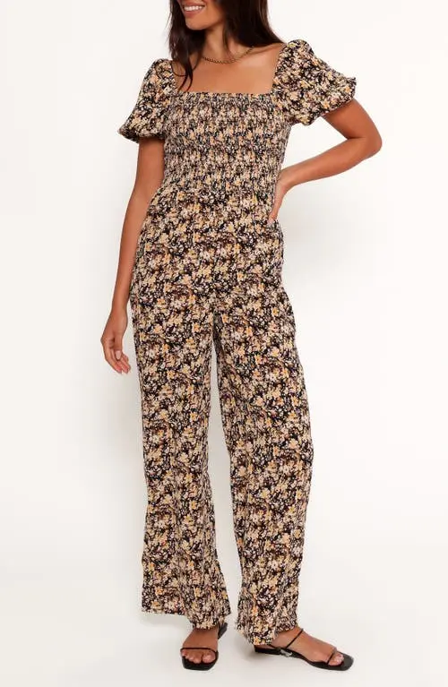 PETAL & PUP Jolene Floral Jumpsuit - Black Ditsy Floral