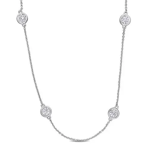 JULIANNA B. Lab-grown Diamond Station Necklace In 14k - White Gold