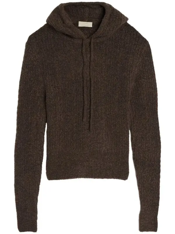 Amomento Bouclé Knitted Hoodie In Brown - 75% Off | Editorialist