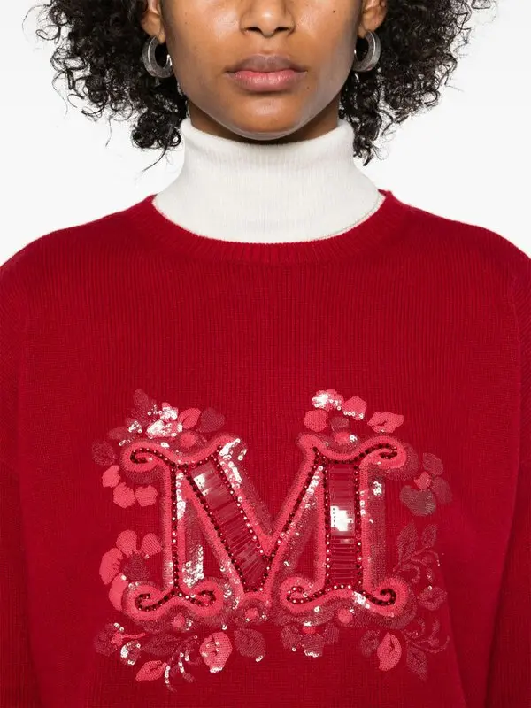 Max Mara Sequin-embellished Sweater - Red