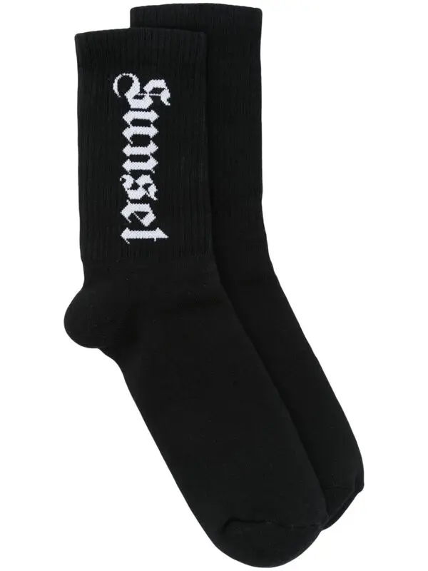 Palm Angels Slogan Socks - Black