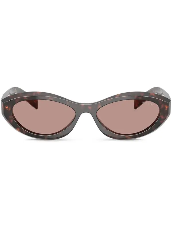 Prada Tortoiseshell-effect Oval Sunglasses - Brown