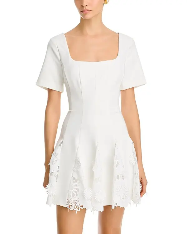 MILLY Joy Lace Godet Dress - White