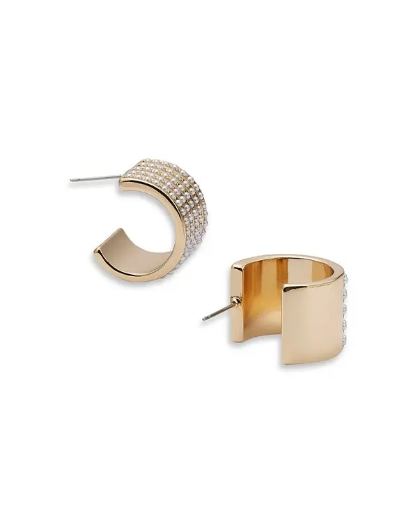 KENNETH JAY LANE Imitation Pearl Multirow Huggie Hoop Earrings - Gold