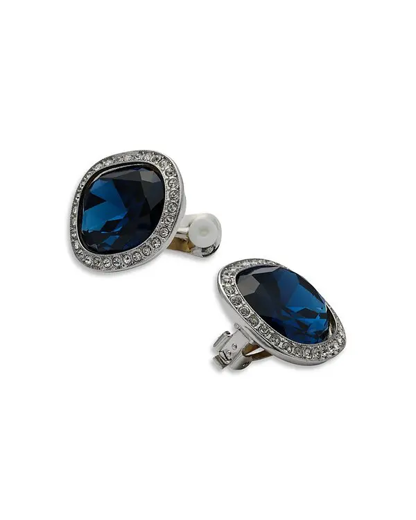 KENNETH JAY LANE Rhinestone Clip-on Earrings - Silver/blue