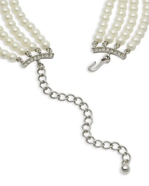 KENNETH JAY LANE Stone & Halo Imitation Multi Strand Choker Necklace - Silvrt