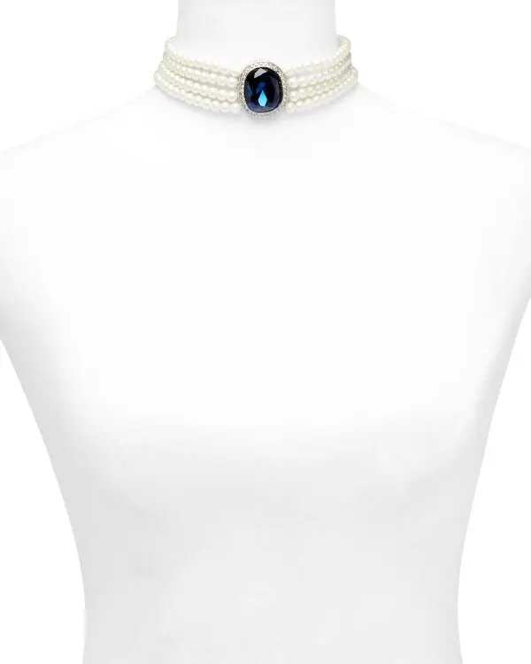KENNETH JAY LANE Stone & Halo Imitation Multi Strand Choker Necklace, 12-16