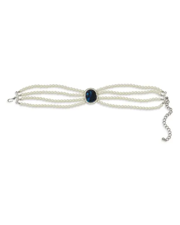 KENNETH JAY LANE Stone & Halo Imitation Multi Strand Choker Necklace, 12-16