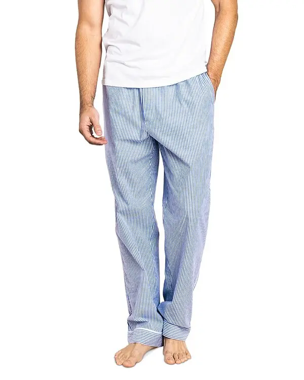 PETITE PLUME Cotton Twill Stripe Pajama Pants - French Blue Stripe
