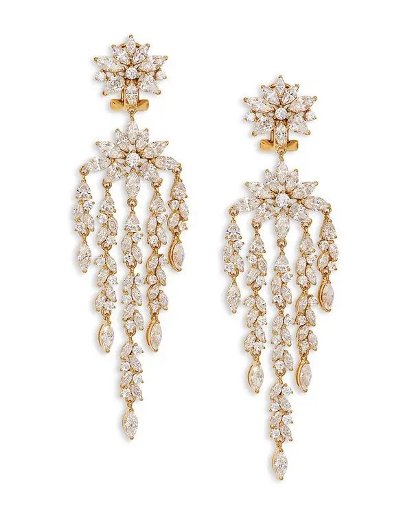 Nadri Sav Cubic Zirconia Chandelier Earrings - Gold