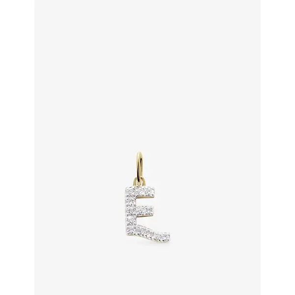 Monica Vinader E Letter Diamond Charm - Yellow Gold