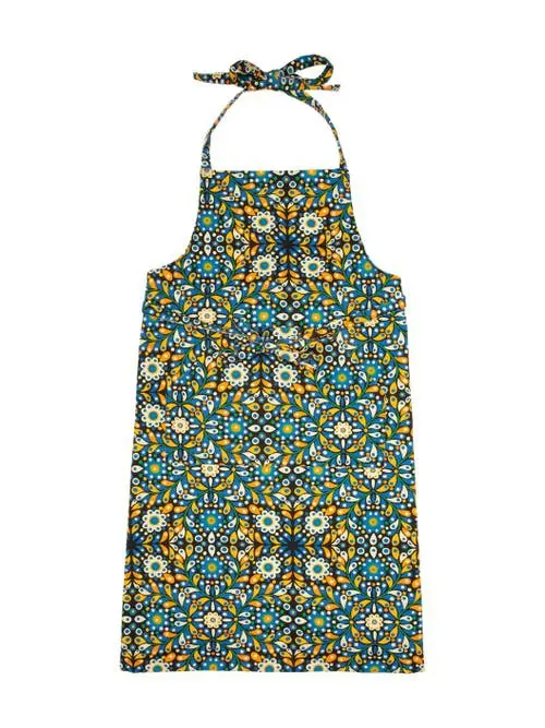 La DoubleJ Apron With Pocket - Confetti Blue