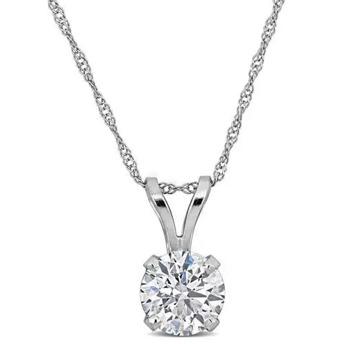 JULIANNA B. 1 Ctw Lab-grown Diamond Solitaire 14k Gold Necklace - White Gold
