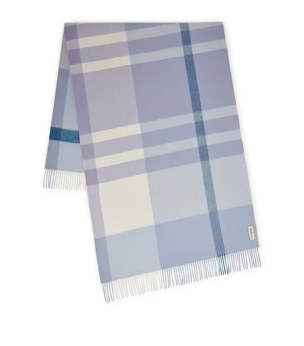 Mulberry Large Merino Wool Check Scarf - Neutral