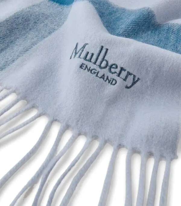 Mulberry Large Merino Wool Check Scarf - Neutral