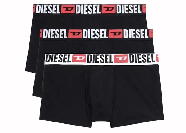 DIESEL Umbx Damien All Over Logo Waist Boxers - Black/blue/red