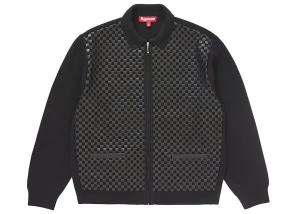 Supreme Woven Leather Zip Up Cardigan Fw24 - Black