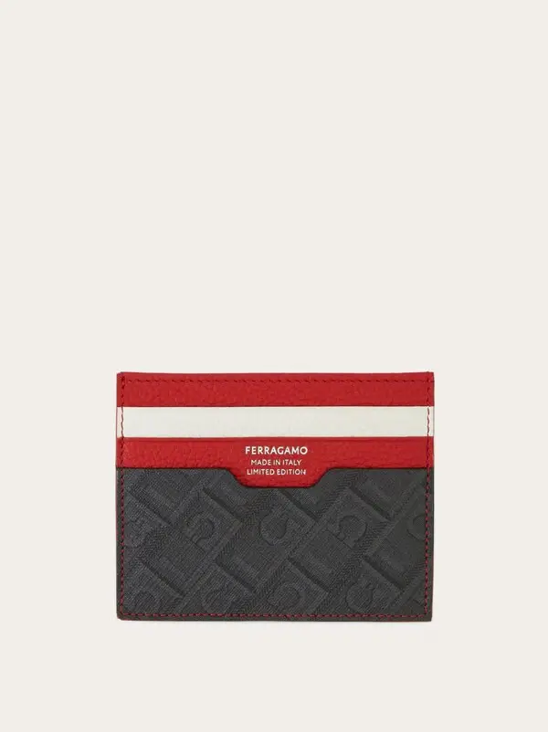 FERRAGAMO Monogram Cit Card Holder - Red