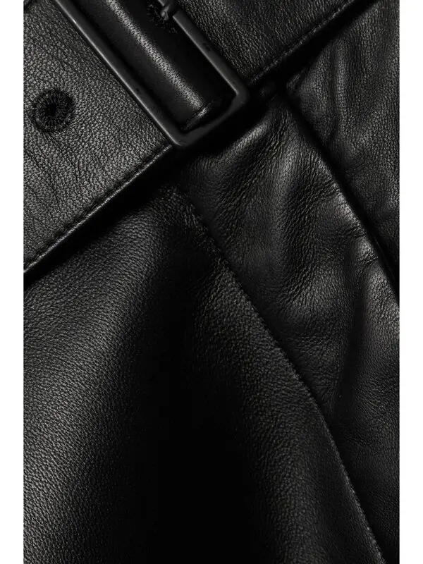 JOSEPH Taja Belted Cropped Leather Wide-leg Pants