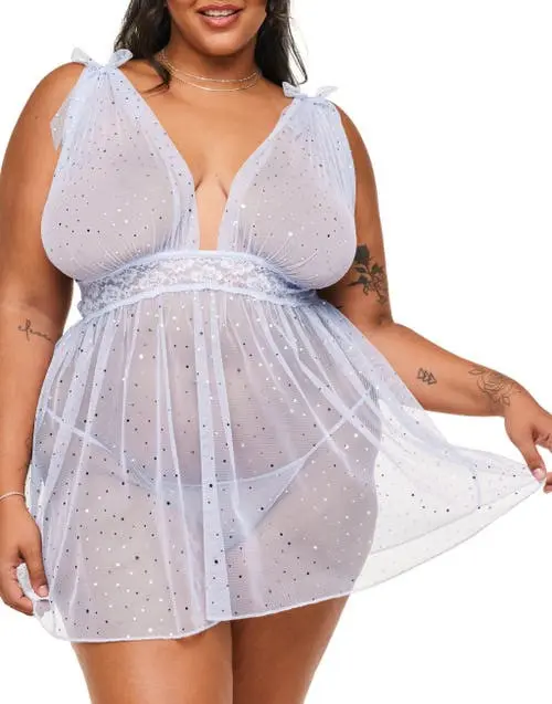 ADORE ME Novah Babydoll & G-string Set Lingerie - Light Blue