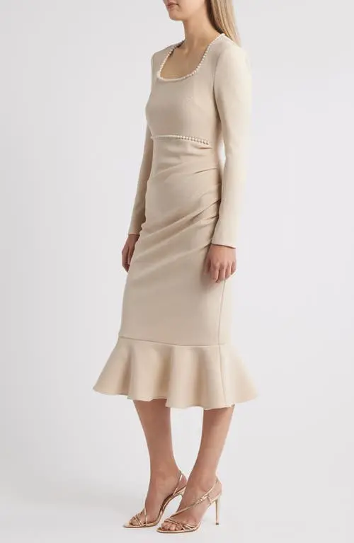 NIKKI LUND Faux Pearl Trimmed Dress - Ivory