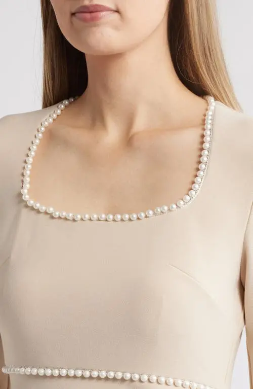 NIKKI LUND Faux Pearl Trimmed Dress - Ivory