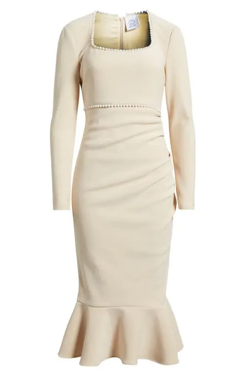 NIKKI LUND Faux Pearl Trimmed Dress - Ivory